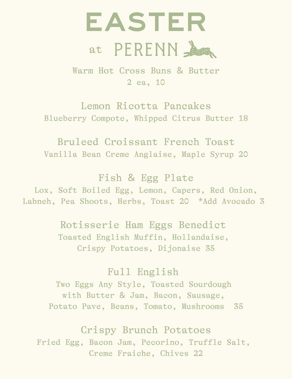 FRANKLIN MENU – PerennBakery