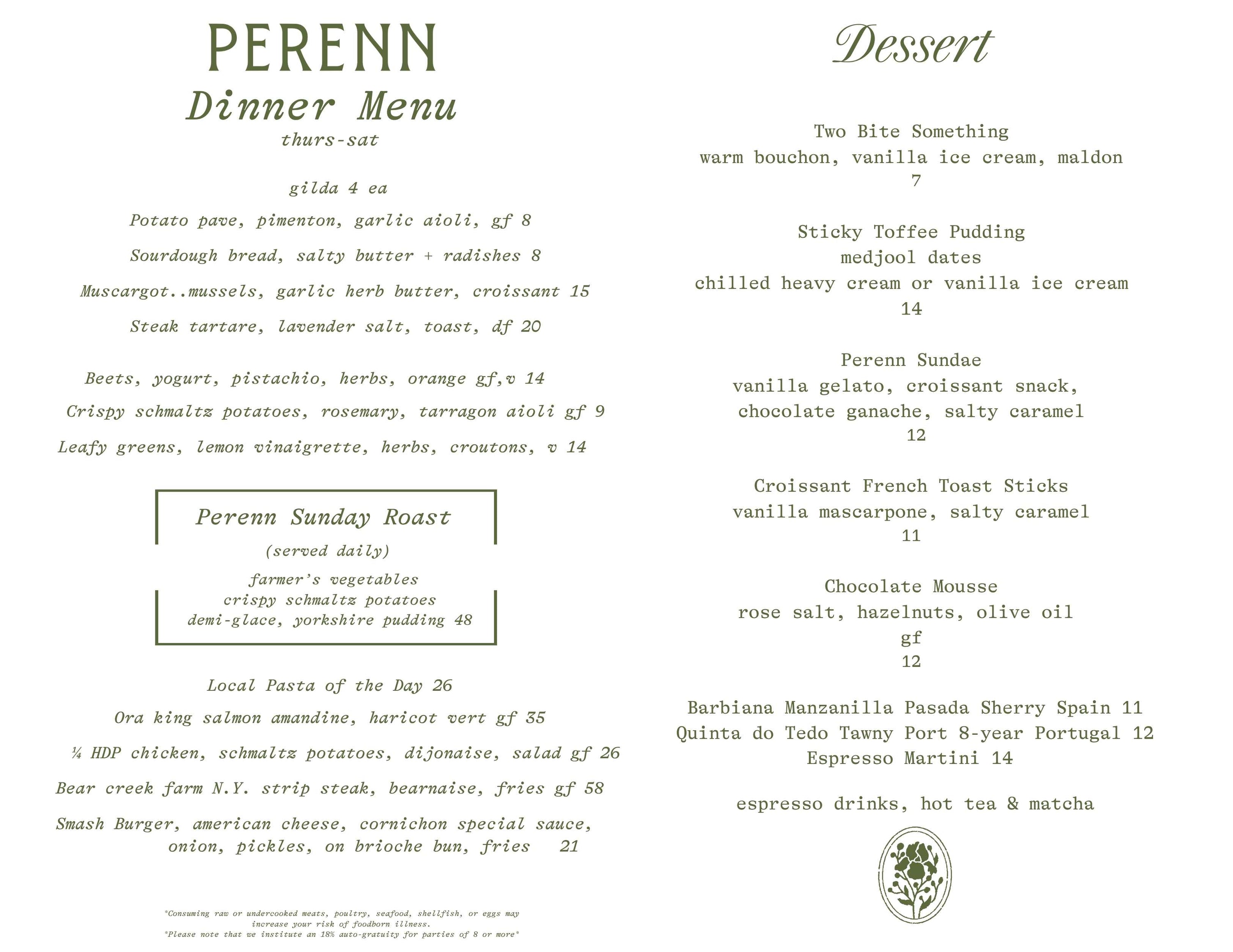 FRANKLIN MENU – PerennBakery