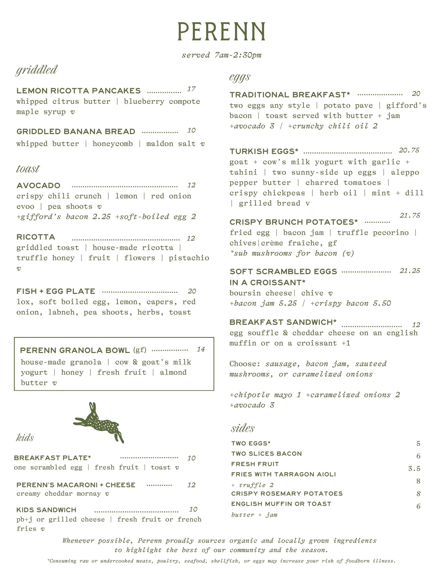 FRANKLIN MENU – PerennBakery